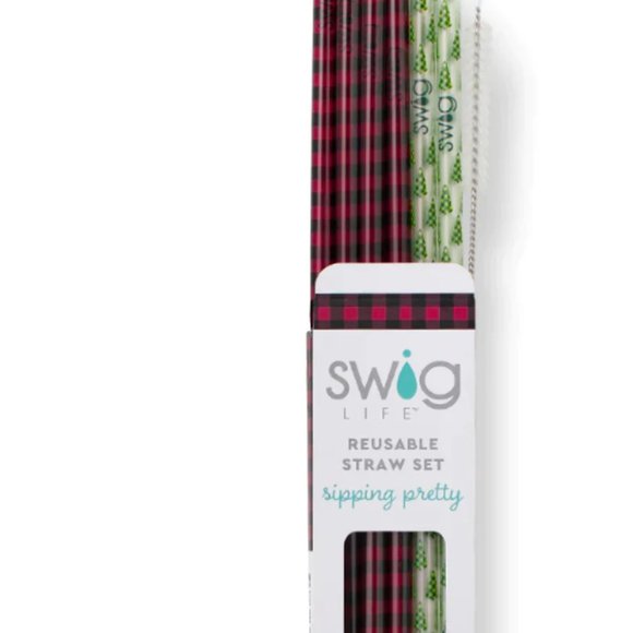 Swig Life | Dining | Nwt Swig Life Buffalo Plaid Trees Reusable Straw ...